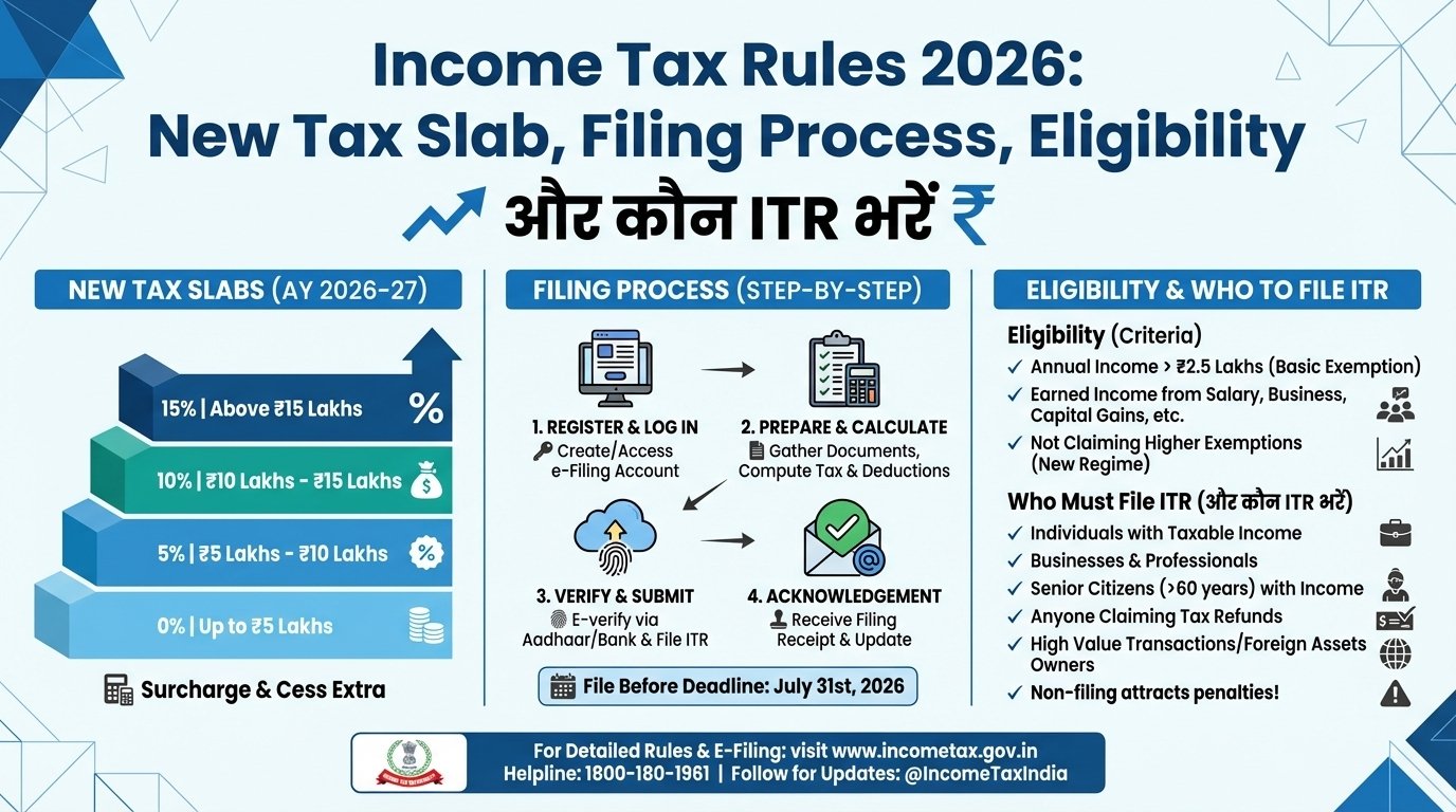 Income Tax Rules 2026: New Tax Slab, Filling Process, Eligibility और ...